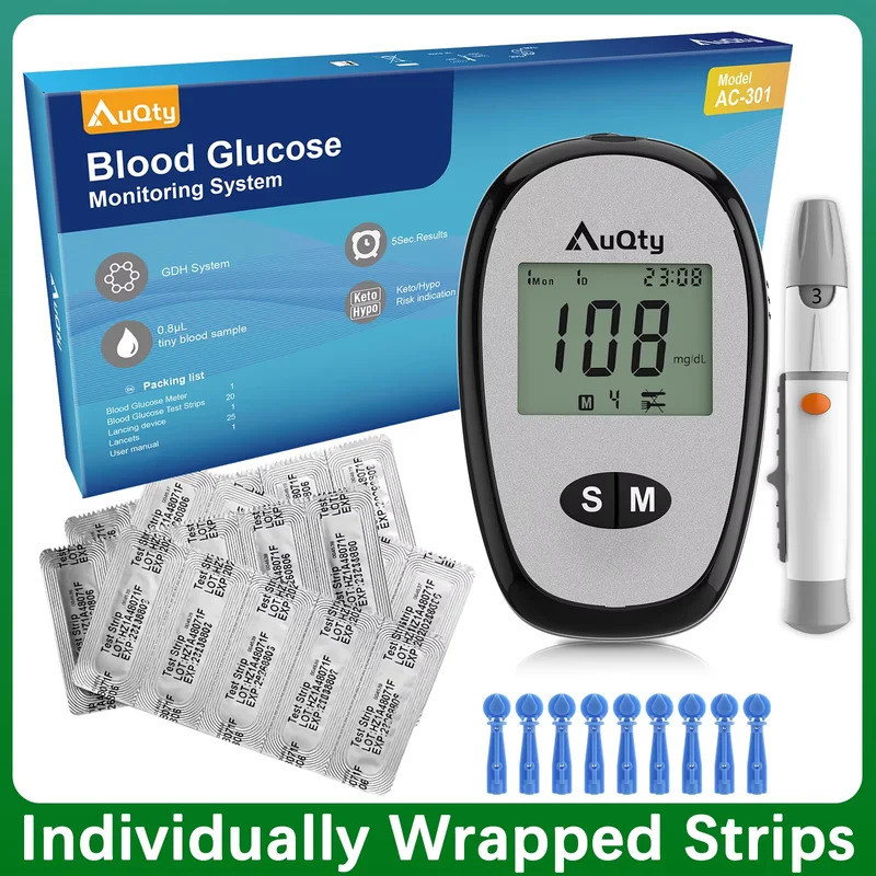 🔥Blood Glucose Meter With Individually wrapped Glucose Test Strip ...