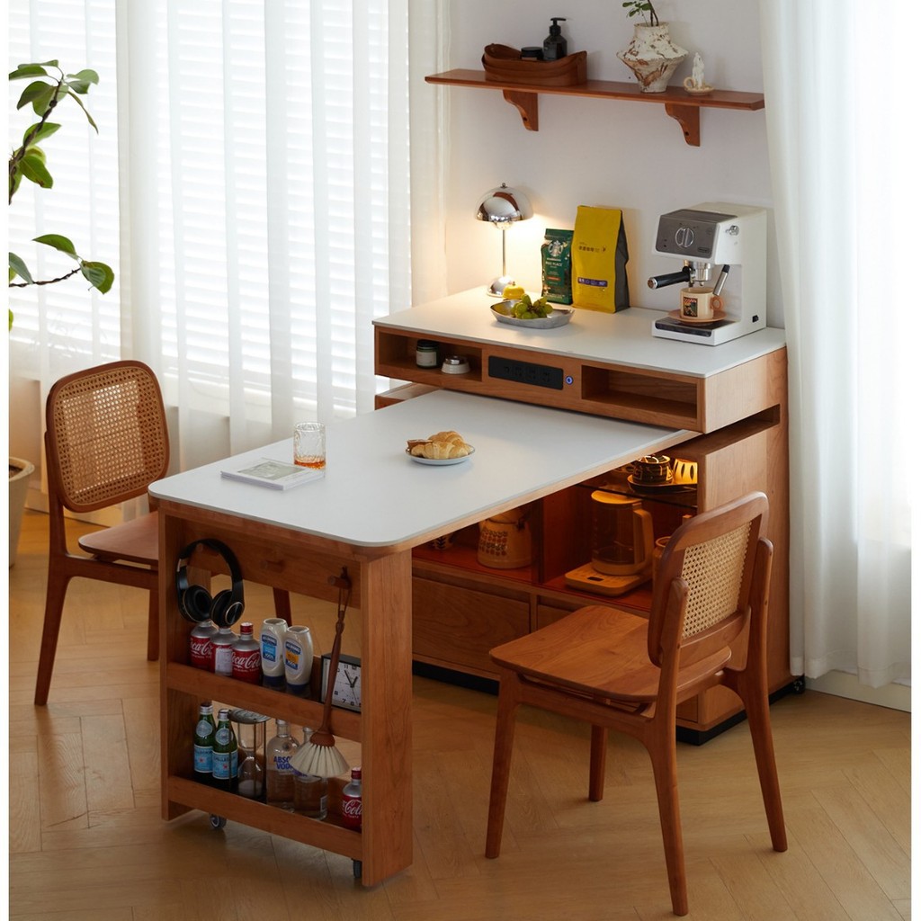 M-6/Solid Wood Kitchen Island Dining Table Integrated Rotating ...