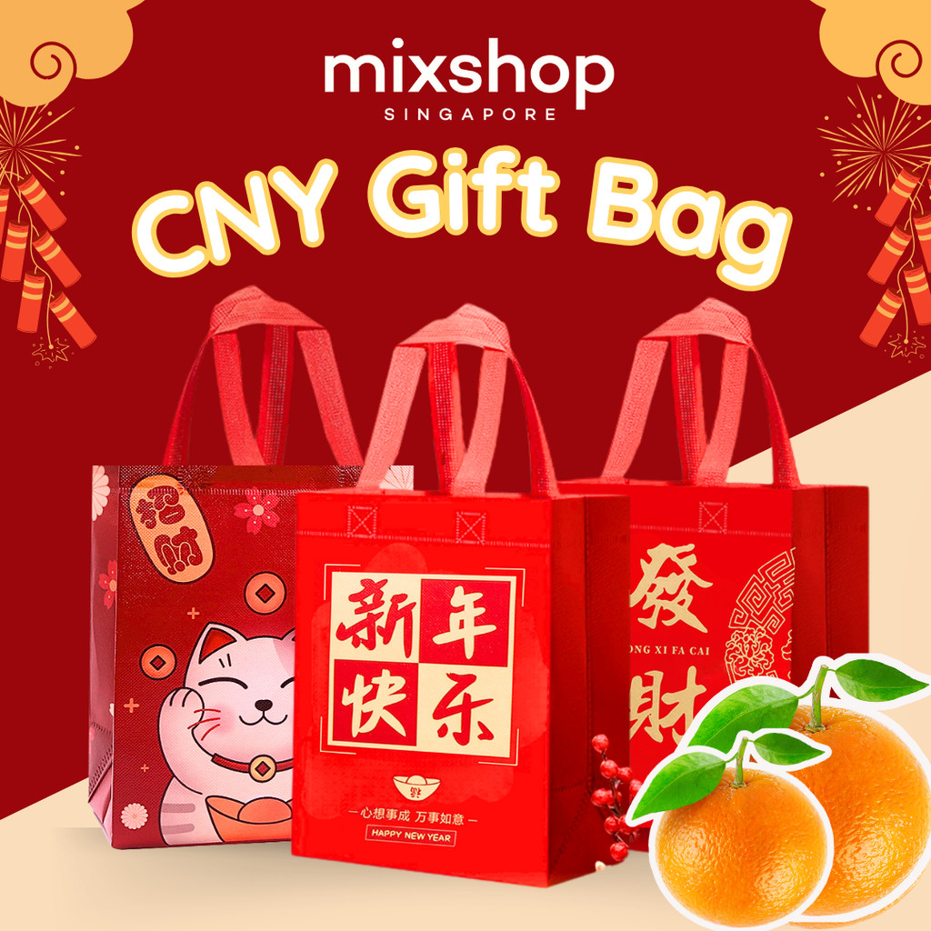 CNY Gift bag, Prosperity bag, Orange Tote Bag, Waterproof, Chinese New ...