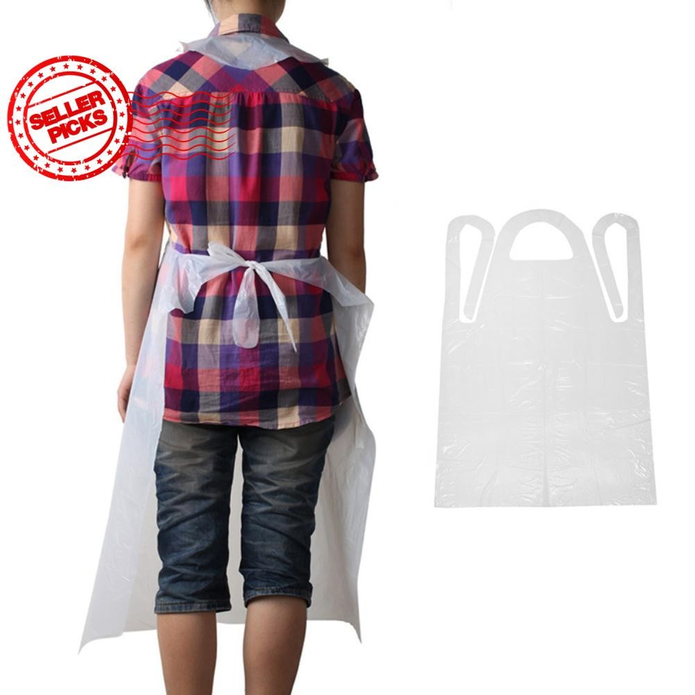 10/disposable Aprons Plastic Polythene White Aprons B5 | Shopee Singapore
