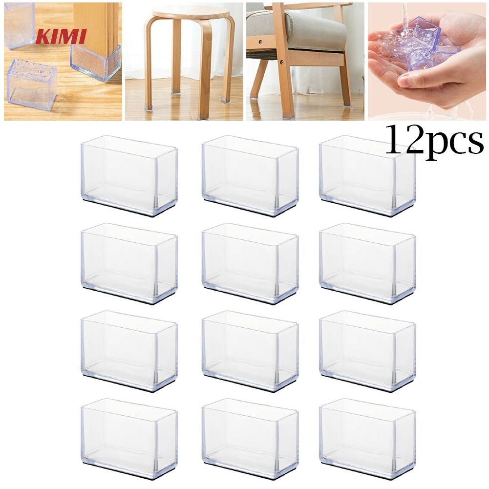 KIMI| 12 X PVC Chair Leg Rectangle Covers Furniture Table Feet Floor ...