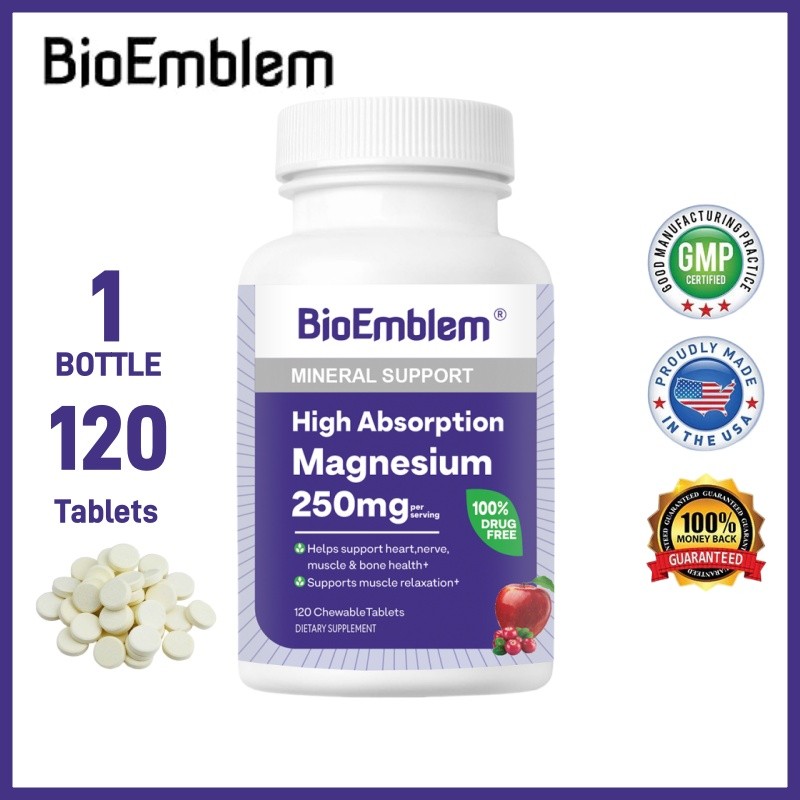 BioEmblem Magnesium Chewable Tablets High Potency to Support Heart ...