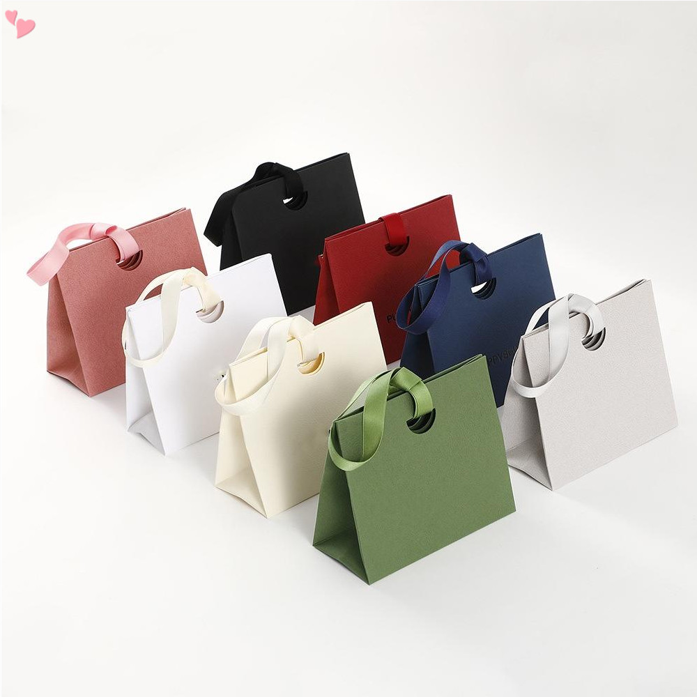 Mini Paper Gift Bag Jewelry Packaging Handbag with Ribbon Small Favor ...