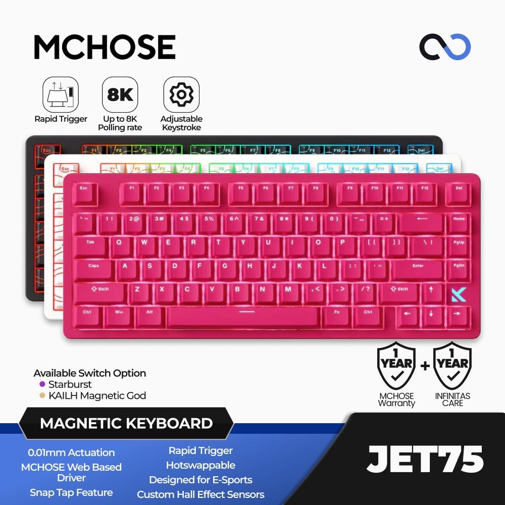 MCHOSE JET75 8K HE Hall Effect 75% Keyboard Rapid Trigger SOCD DKS ...