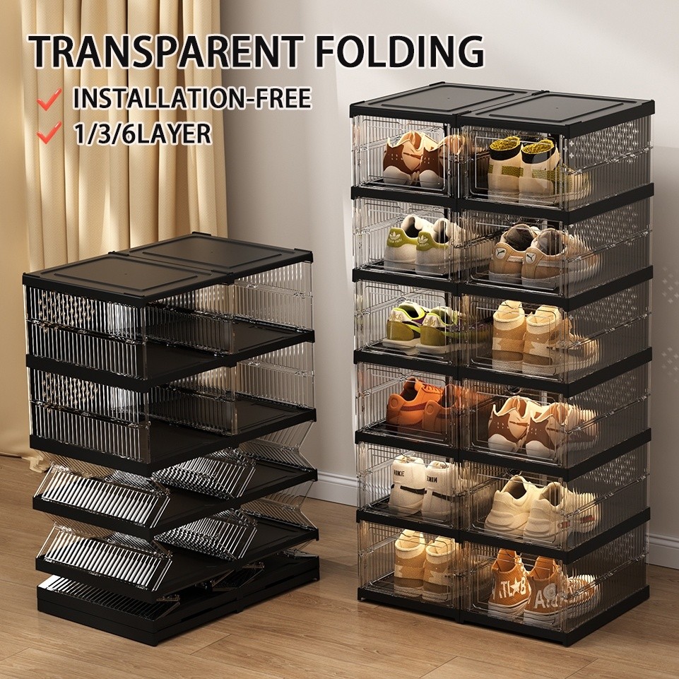 [SG STOCK]Folding shoe rack/1/3/6-layer shoe storage box/Organiser ...