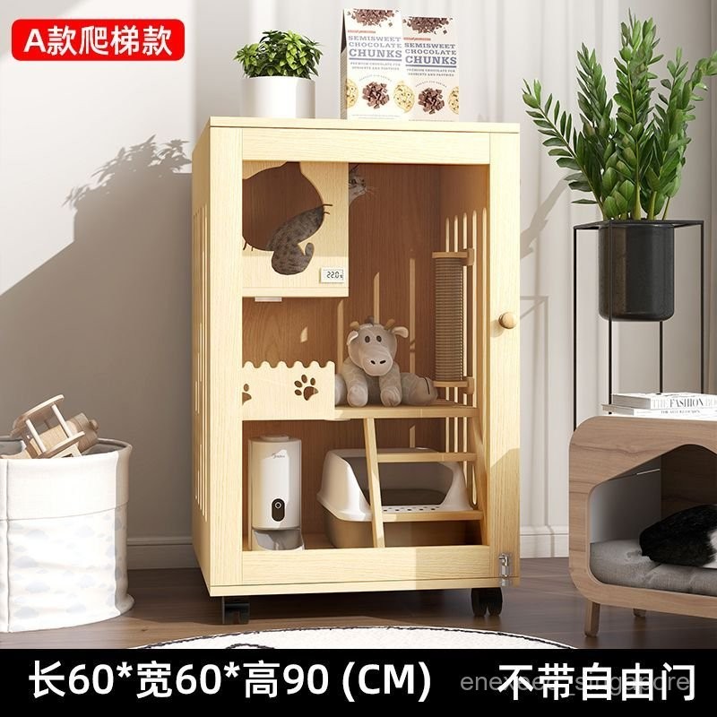 Solid Wood Cat Villa Home Luxury Cat House Indoor Panoramic Cat Cabinet ...