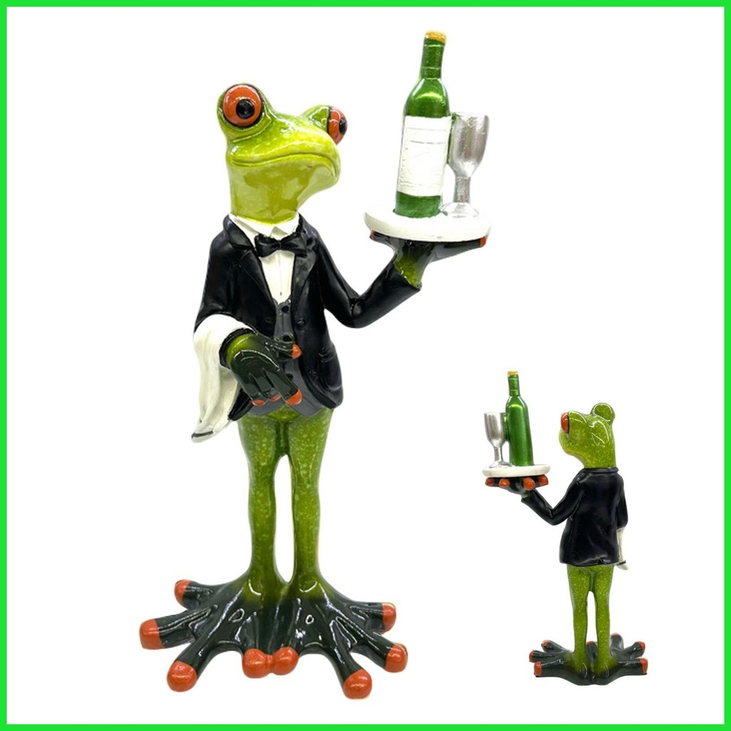 Frog Desk Figurine Creative Tabletop Lovely Funny Green Frog Statue ...