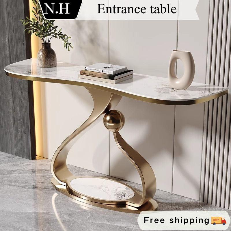 【N.H】 Nordic Style Rock Slab Entryway Table Modern Living Room End View ...