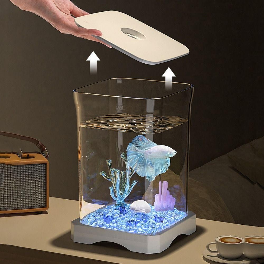 Betta Fish Tank, Acrylic Fiber Detachable Desktop Actual High ...