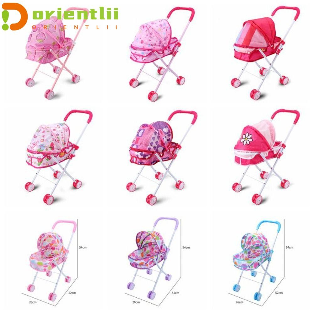 ORIENTLII Baby Stroller, Iron Support Frame Plastic + Metal Dolls Pram ...