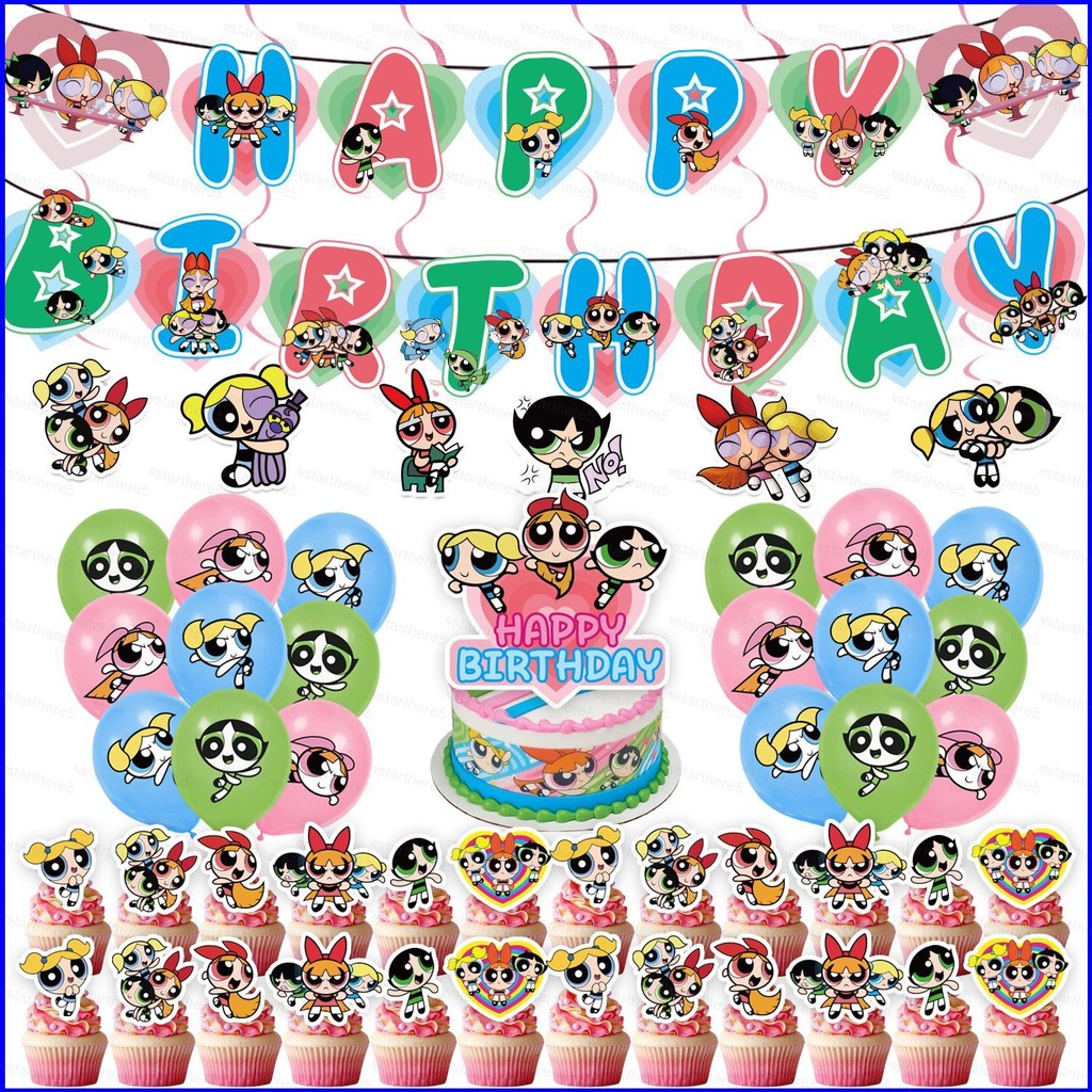 new5 The Powerpuff Girls Theme kids birthday party decorations banner ...