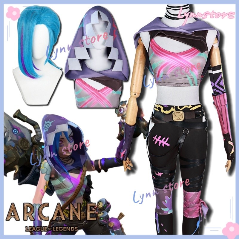 JINX Cosplay Costume League of Legends Arcane Fractured Jinx Outfit&Wig ...