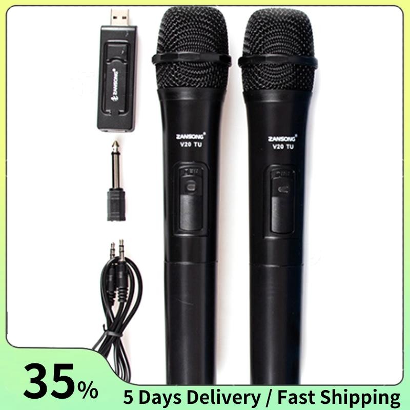 Uhf Usb 3.5Mm Wireless Microphone Handheld Mic with Receiver for Karaoke Speech Loudspeaker V20 ...