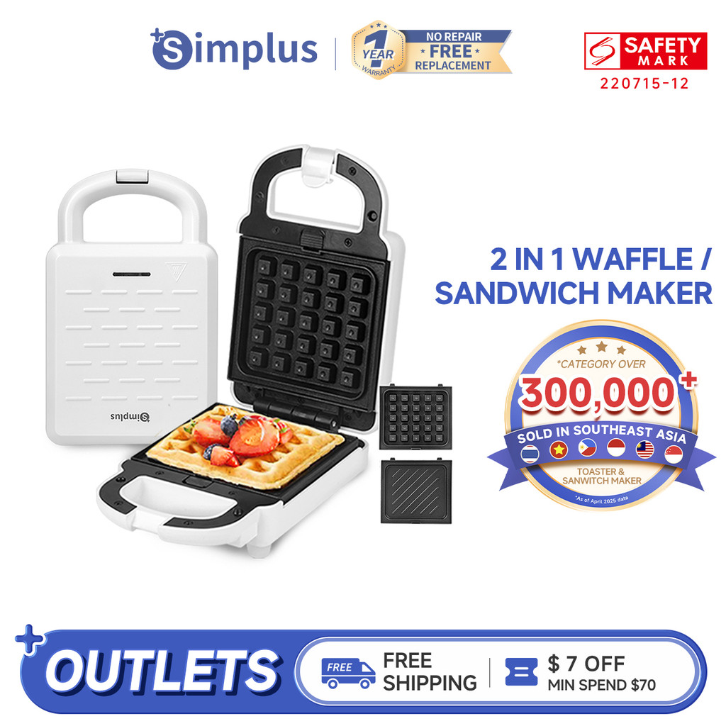Simplus Sandwich Maker Breakfast Toast Maker Overheat Protection Non ...