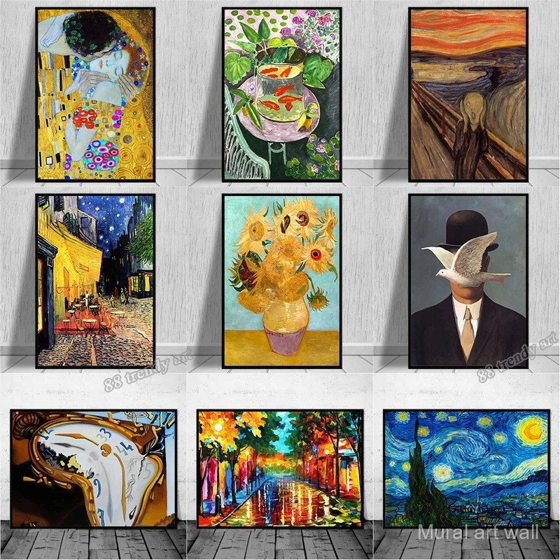 Gustav klimt van gogh rescuer dali artwork canvas painting famous ...