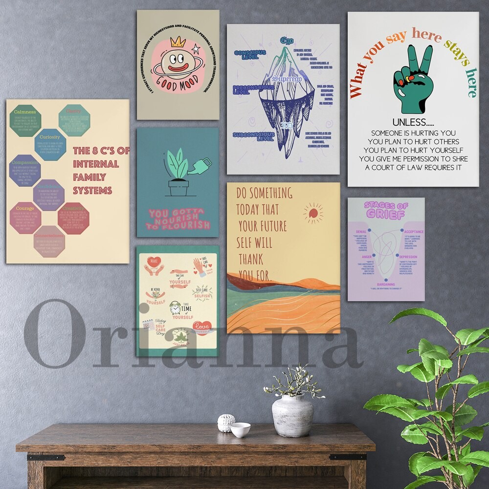 Therapy Mental Health Poster Growth Mindset Counseling Office Decor ...