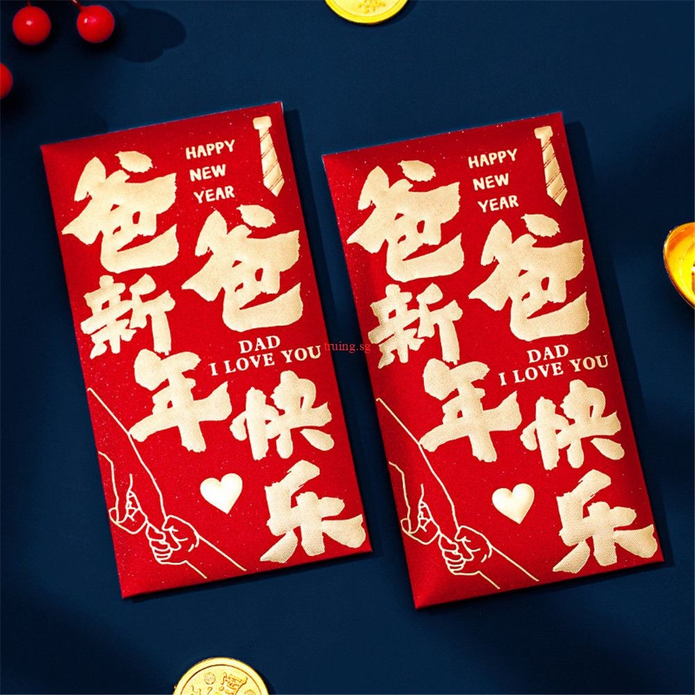 2Pcs 2025 Chinese New Year Angpau Pack Snake Year Red Packets Bag Lucky ...