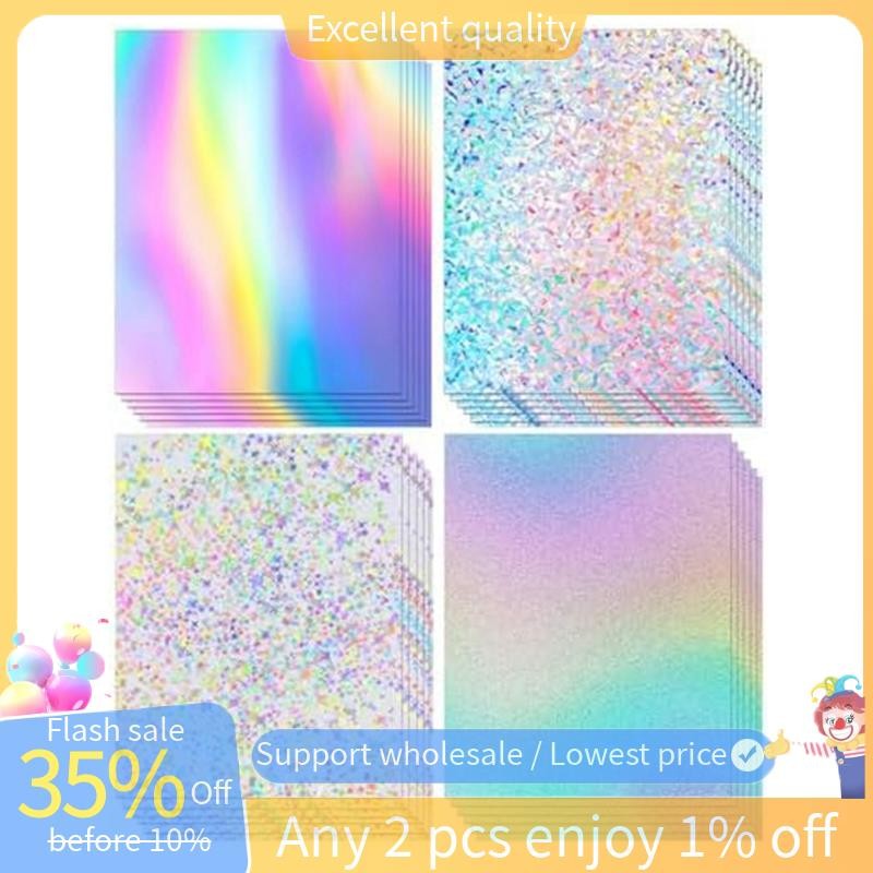 In stock-24 Sheets Holographic Cardstock Card Making, Decoration ...