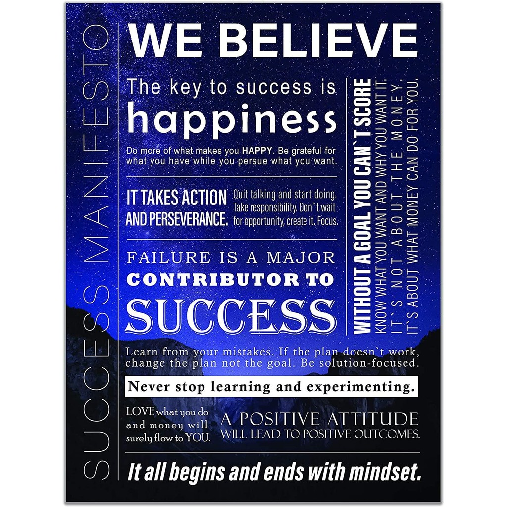 Success Manifesto Motivational Poster for Office Classroom Home ...