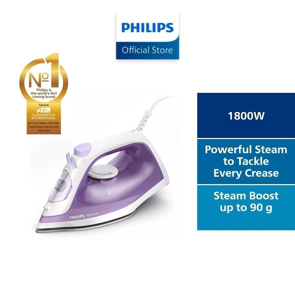 PHILIPS 1000 Series Steam Iron - DST1020/30, 1800W, 250ml water tank ...