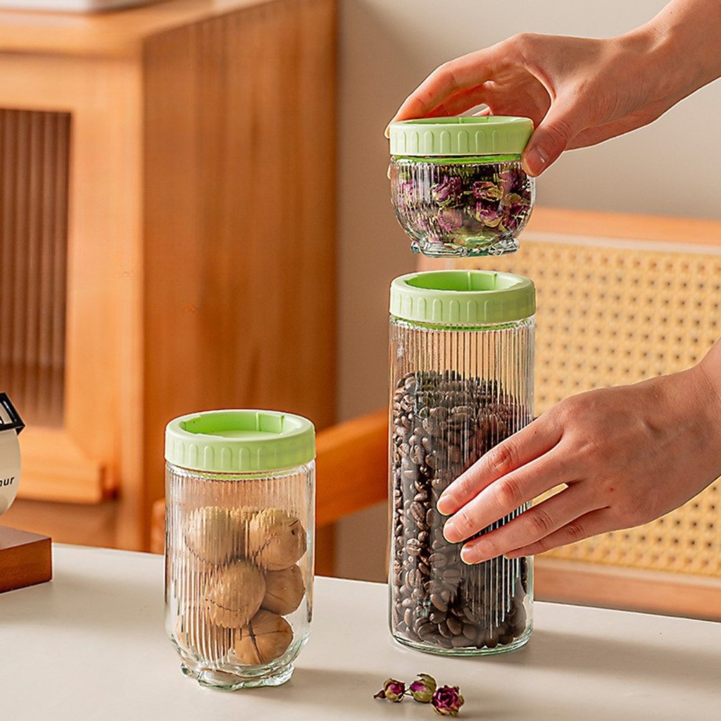 SMJ - Eid Cookie Jars Hazel Glass Jars 1 Set of 3 pcs Clear Glass Jars ...
