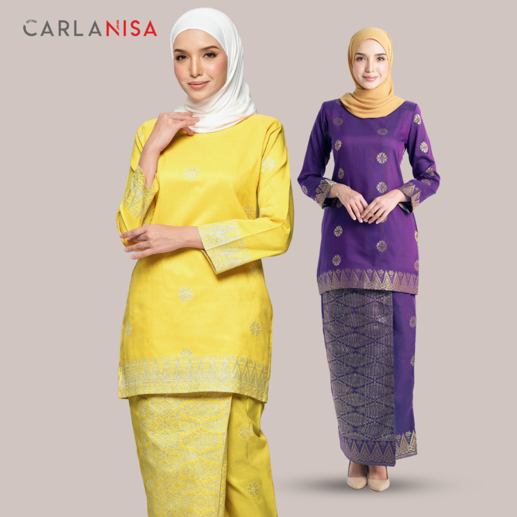 CARLANISA Riza Baju Kurung Moden Songket Cotton Tenun Bunga Tabur ...