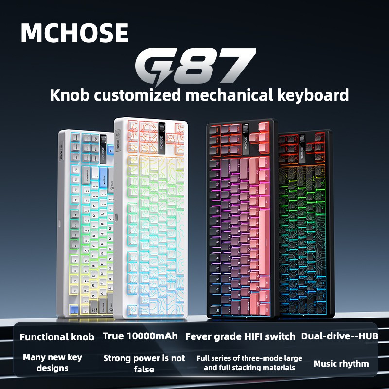 Mchose G87 Customized Mechanical Keyboard gasket Structure Wireless Tri ...