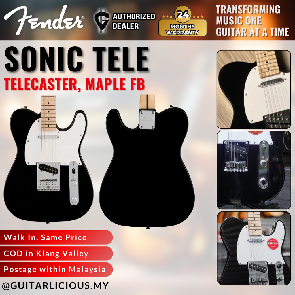 Squier Sonic Telecaster Electric Guitar w/White Pickguard, Maple FB - Black | Shopee Singapore