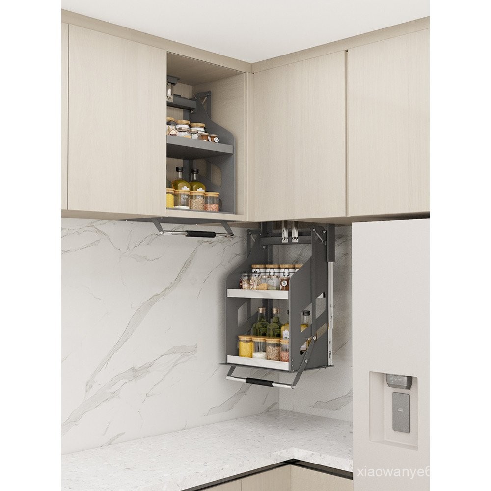 Kitchen Wall Cupboard Lifting Basket Drop-down Seasoning Basket ...