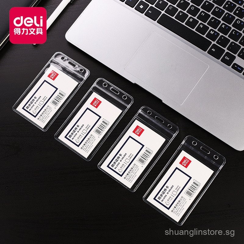 Deli ID Card Holder Plastic Transparent Horizontal and Vertical Simple ...
