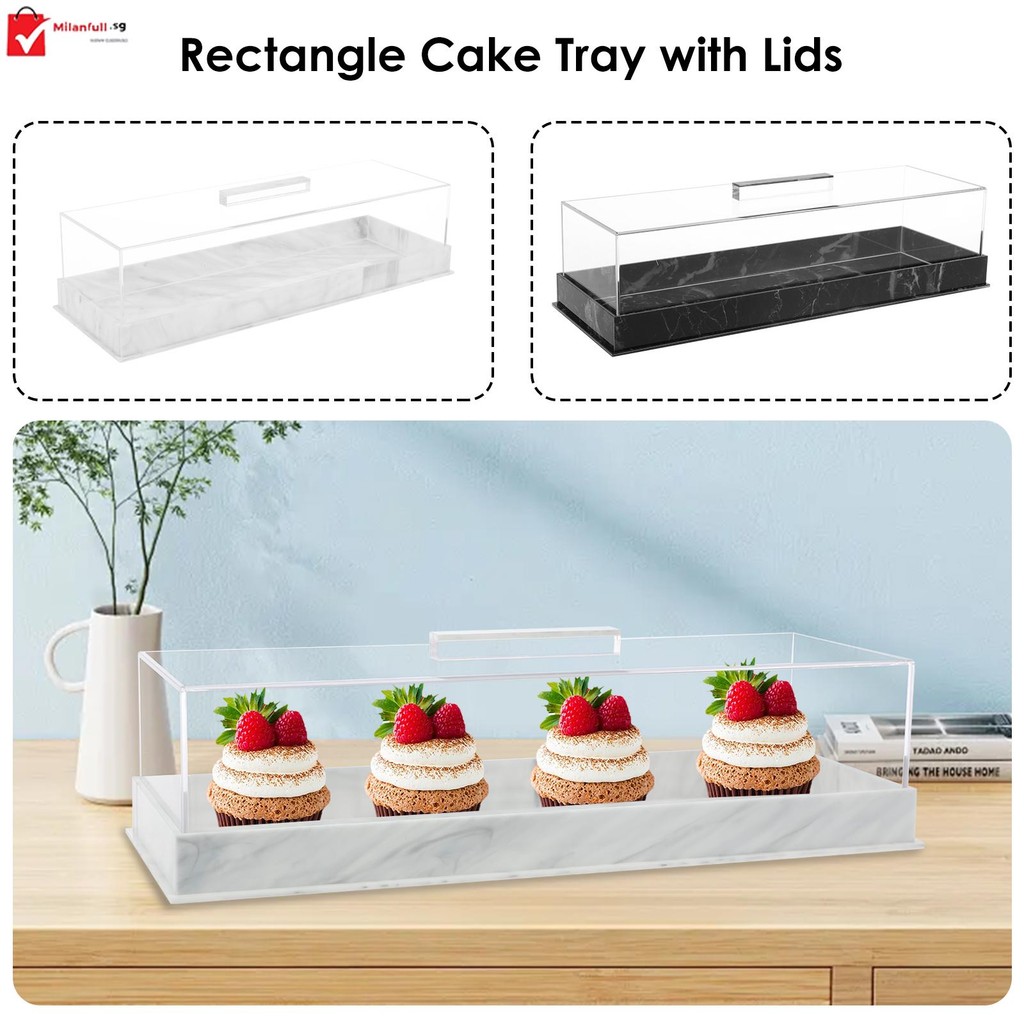 Rectangular Cake Tray with Lid Acrylic Rectangle Cake Stand Clear ...