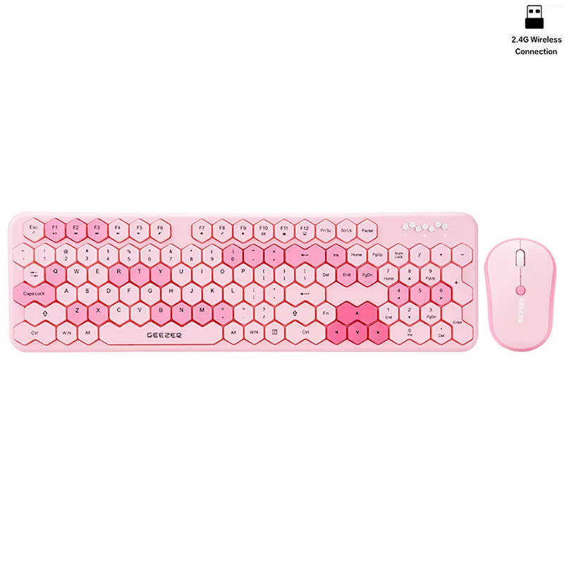 Ergonomic 2.4G Wireless Silent keyboard Mouse Combo 105 Keys Honeycomb ...