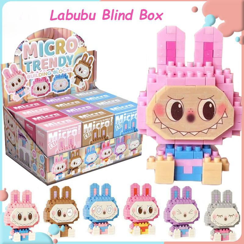 1PC Labubu Blind Box Nano Blocks Cute Cartoon Doll Building Blocks ...