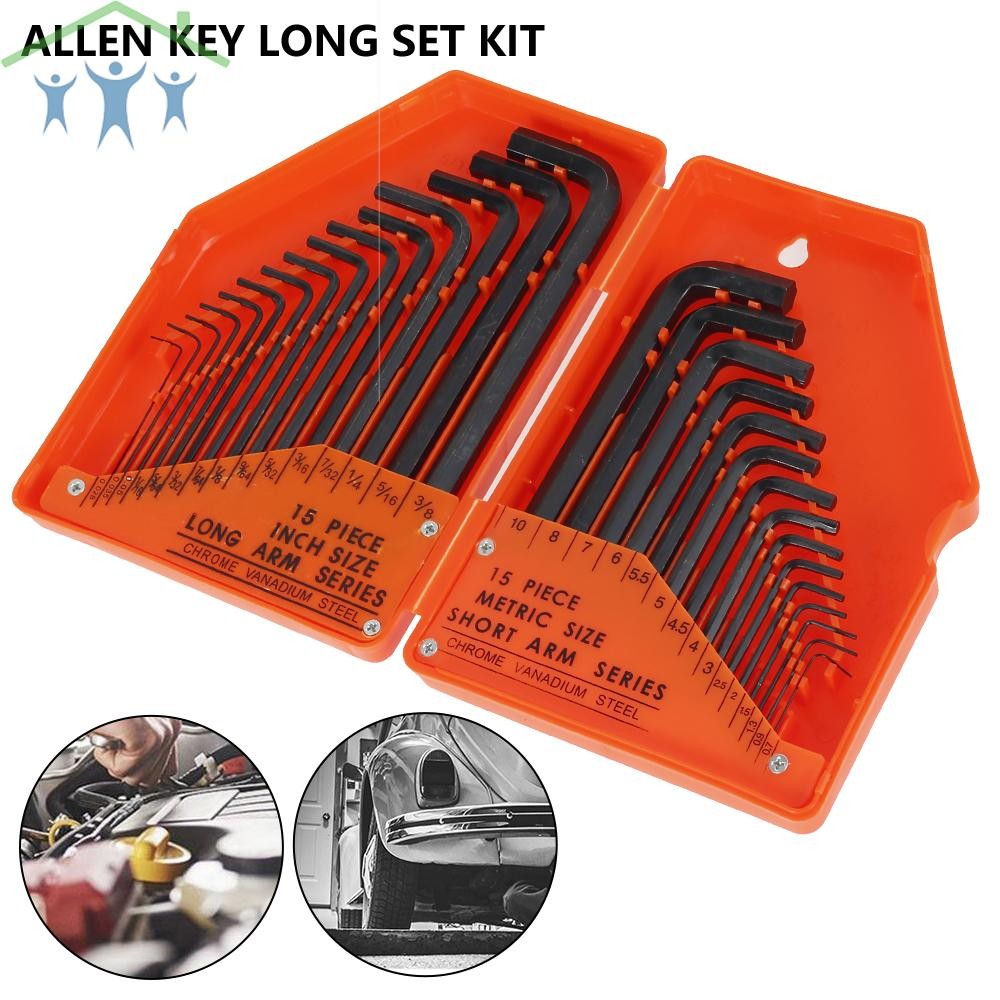 Metric Imperial Allen Wrench Set L Shape Ball End Hex Key Bike Repair ...