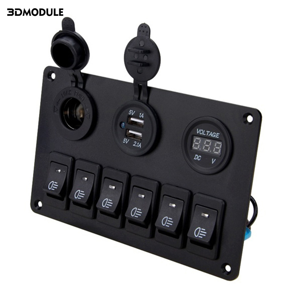 12-24V 6 Gang Car Marine Boat Circuit Board Voltage Display Switch ...