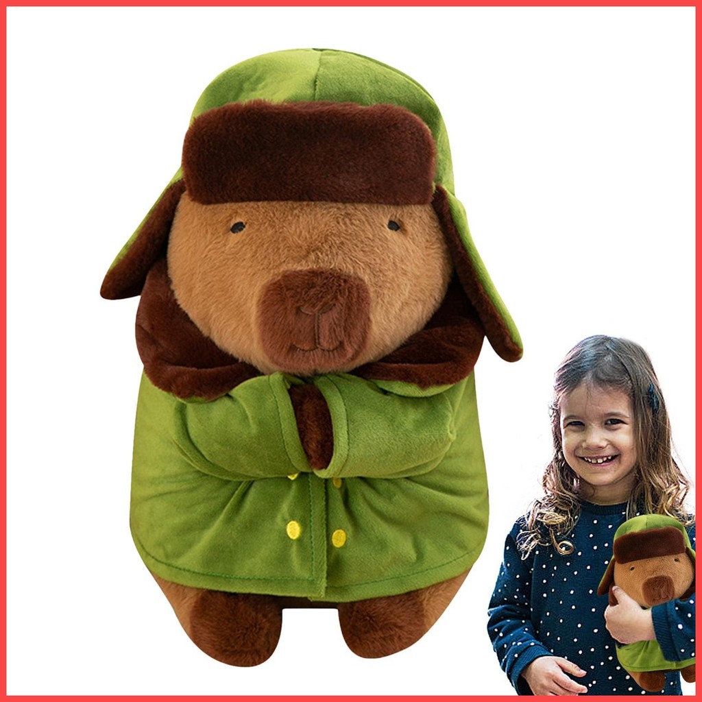 Capybara Plush Pillow Cute Capybara Plush Toy Wearing Coat and Hat 30cm ...