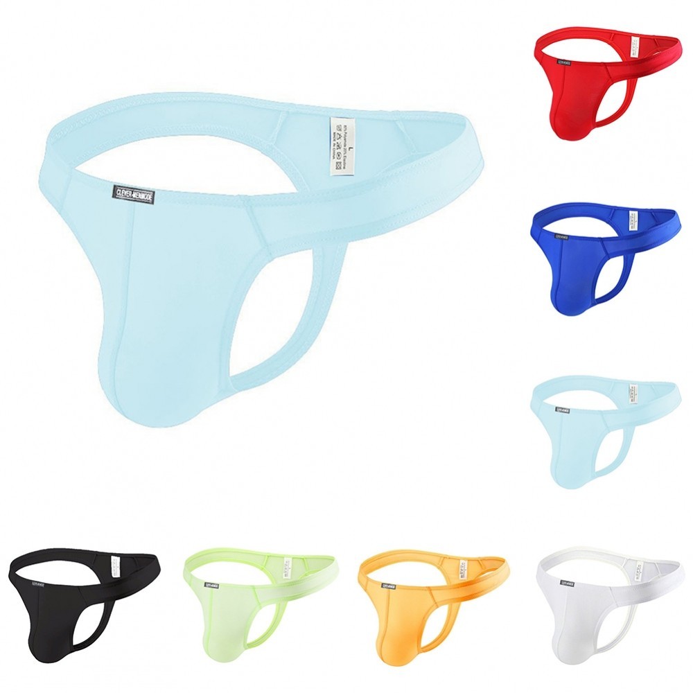 Men's See Through Lowrise Briefs Underwear G String Ice Silk Orange XL ...