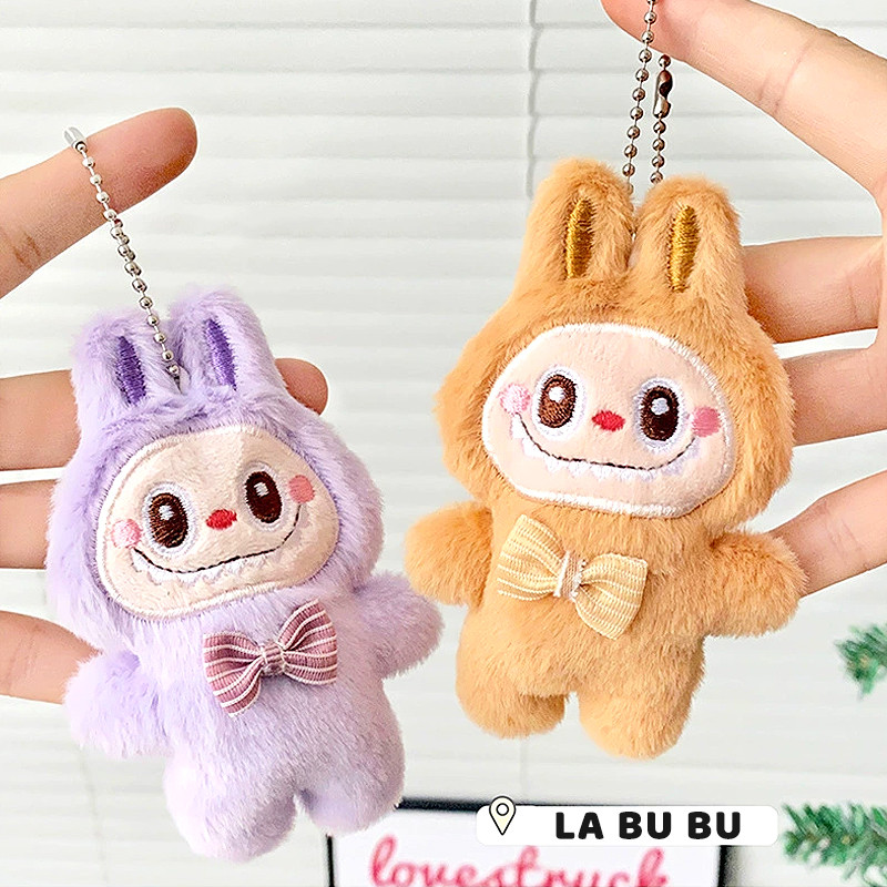 GANTUNGAN Labubu Keychain Doll Bag Chain plush Keychain Labubu cute ...