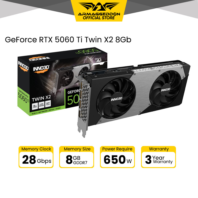 INNO3D GeForce RTX 5060 Ti Twin X2 Series 16GB GDDR7 Graphic Card GPU ...