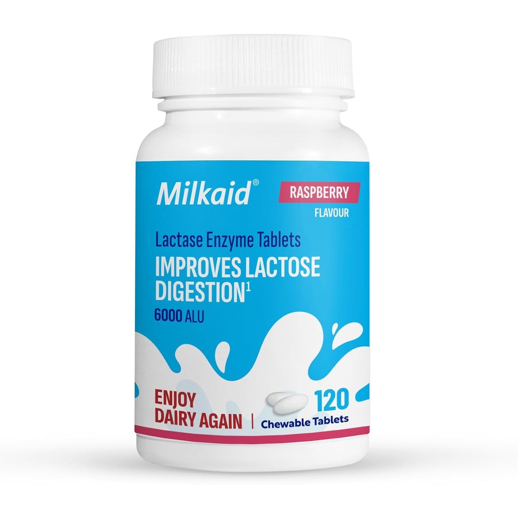 Milkaid Lactase Enzyme Chewable Tablets for Lactose Intolerance Relief ...