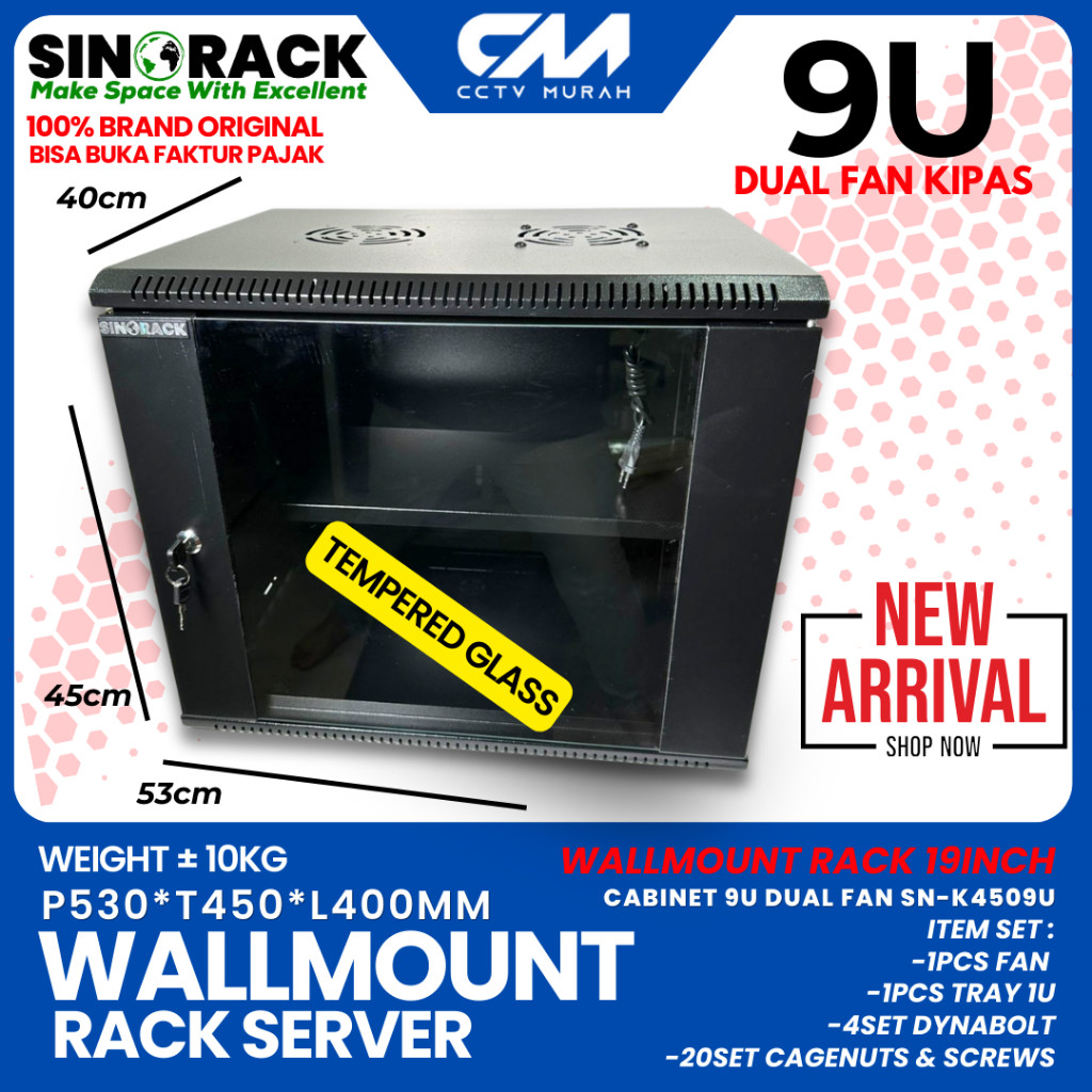 Wallmount Rack Server 9U/ Server Rack Size 9U Single Glass Door ...