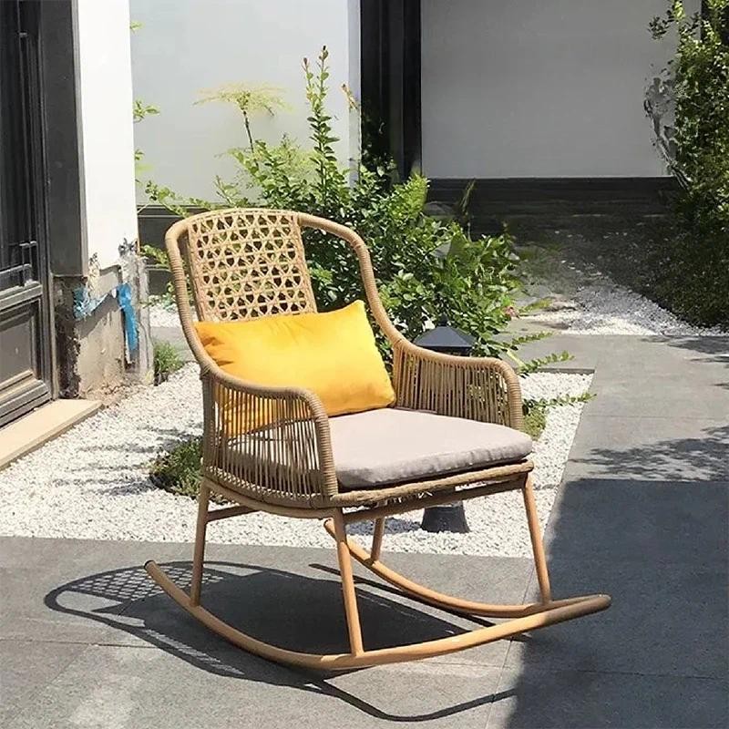 Leisure Garden Furniture for Balcony New Chinese Style Rattan Rocking ...