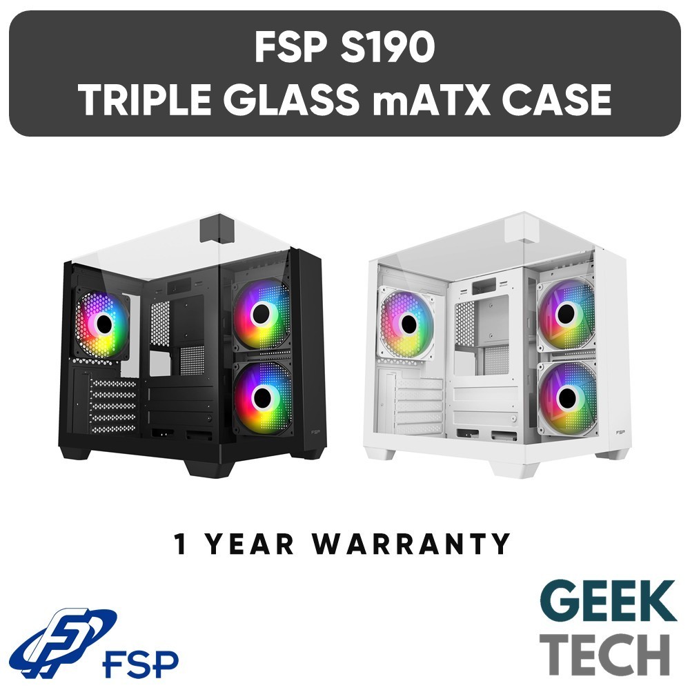FSP S190 Triple Glass mATX Casing with 5x ARGB Fan Preinstalled ...