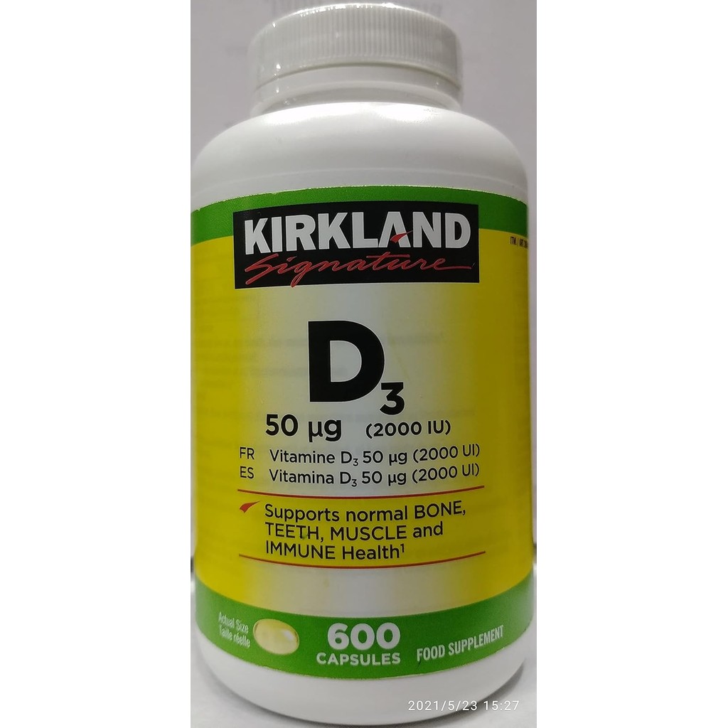 KIRKLAND Signature Extra Strength Vitamin D3, 600 Capsules, 50 mcg, 2000 IU | Shopee Singapore
