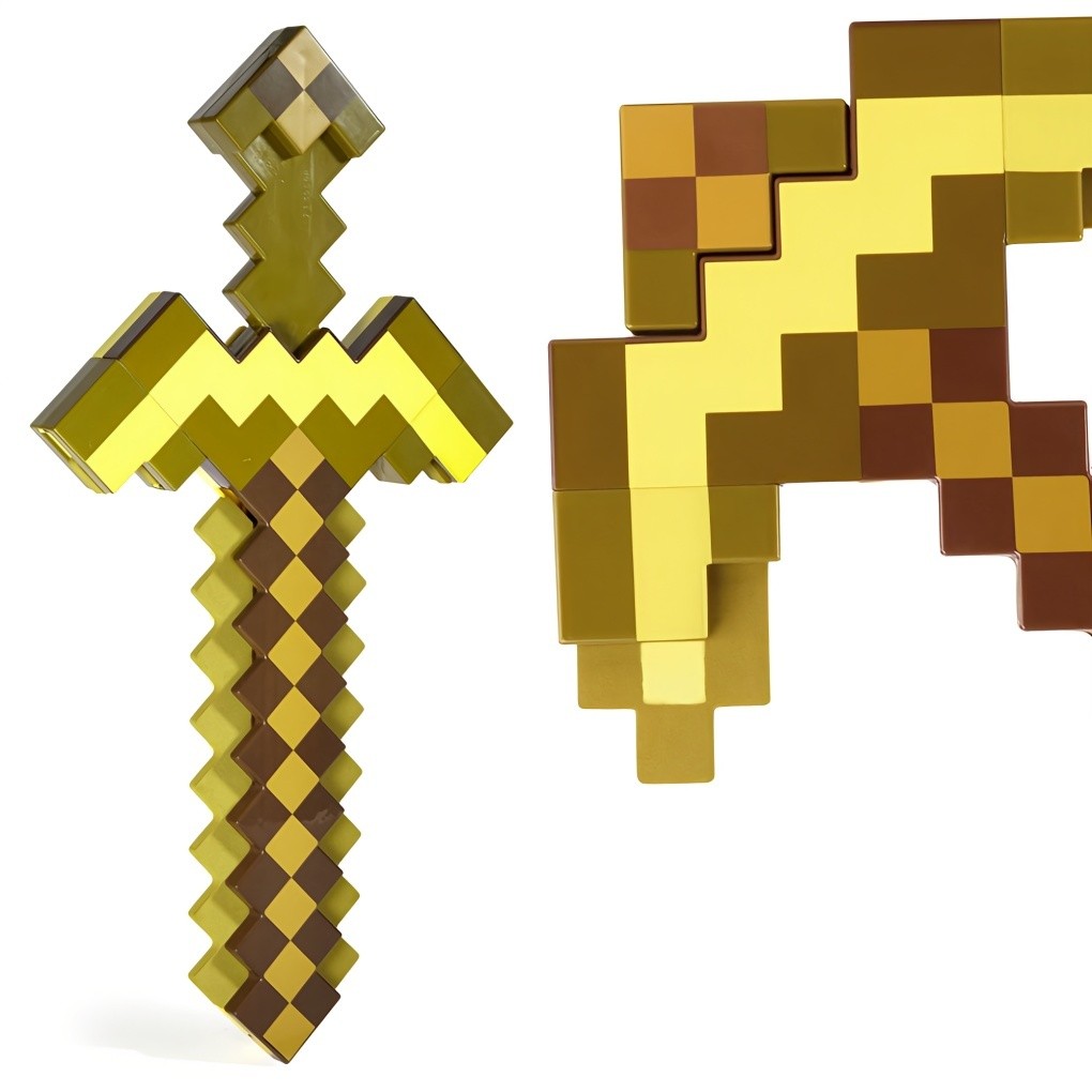 SGHot selling New Minecraft Peripheral 2-in-1 Golden Transforming Sword ...