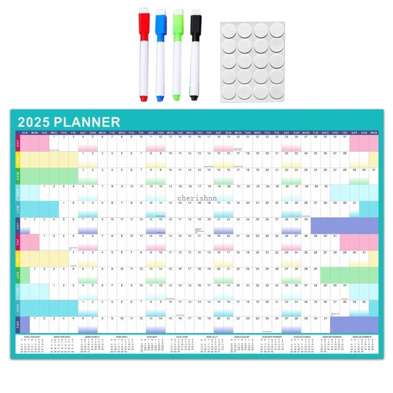CH* 2025 Wall Calendar Yearly Calendar Planner with Marker and Adhesive ...