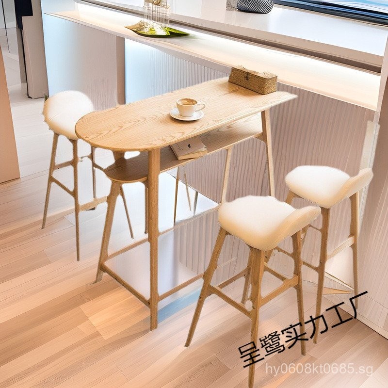 Solid Wood Bar Stool Home High Chair Vintage Showroom Reception Desk ...