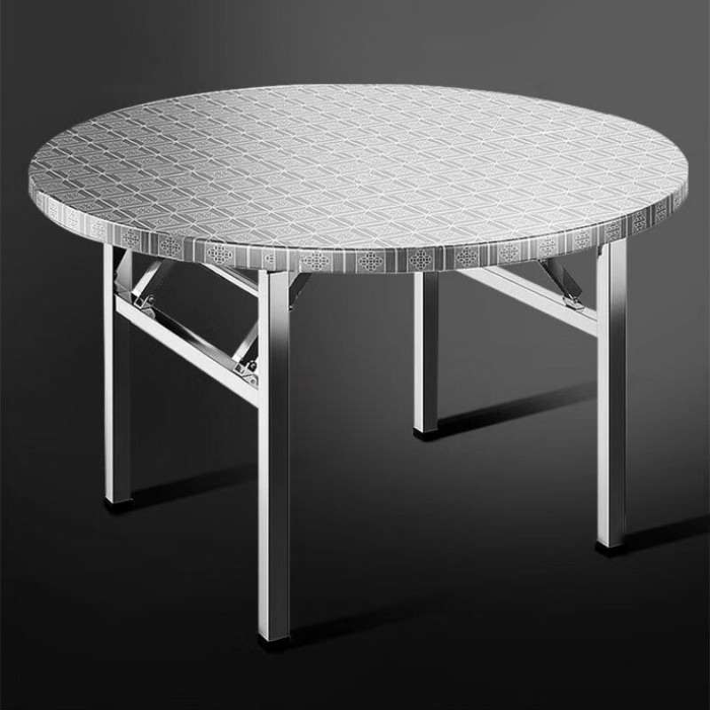 Stainless steel foldable thick round table home dining table banquet ...