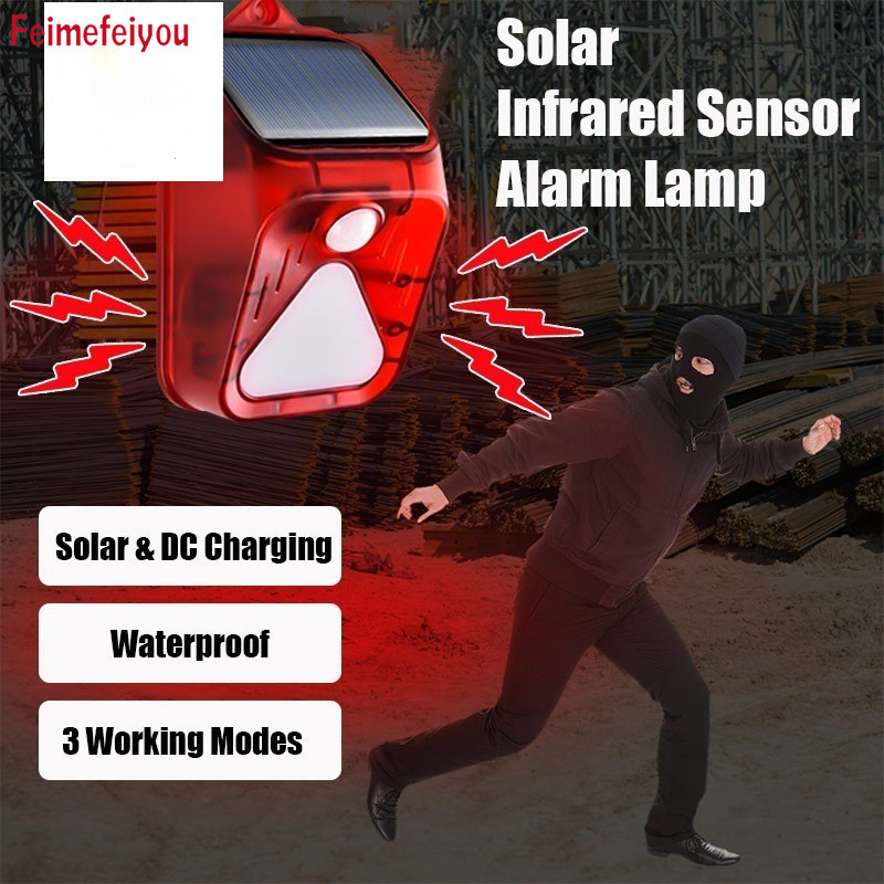 [Ready Stock] Solar Alarm Lamp Solar Warning Lights Outdoor Waterproof ...