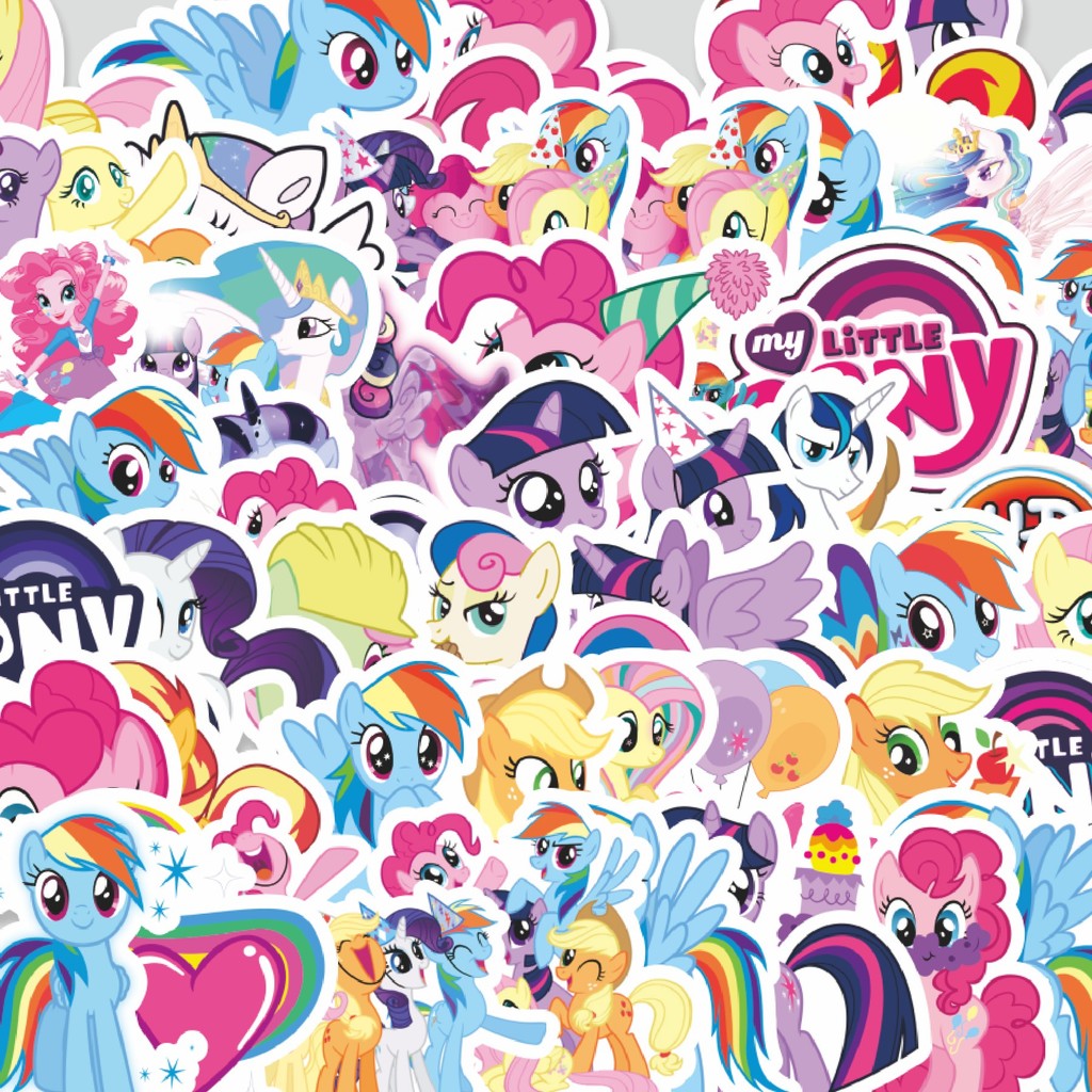 100Pcs My Little Pony Unicorn Cartoon Stickers Cutting Pack Stickers ...